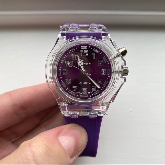 Geneva | Accessories | Retro Geneva Clear Plastic Purple Rubber Watch ...